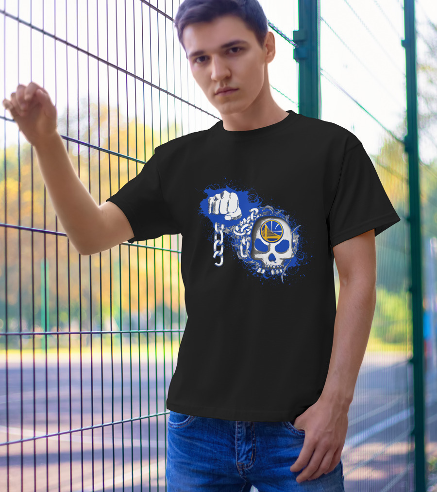 Warriors Skull And Chain Blue Fist Graphic 186 T-Shirt