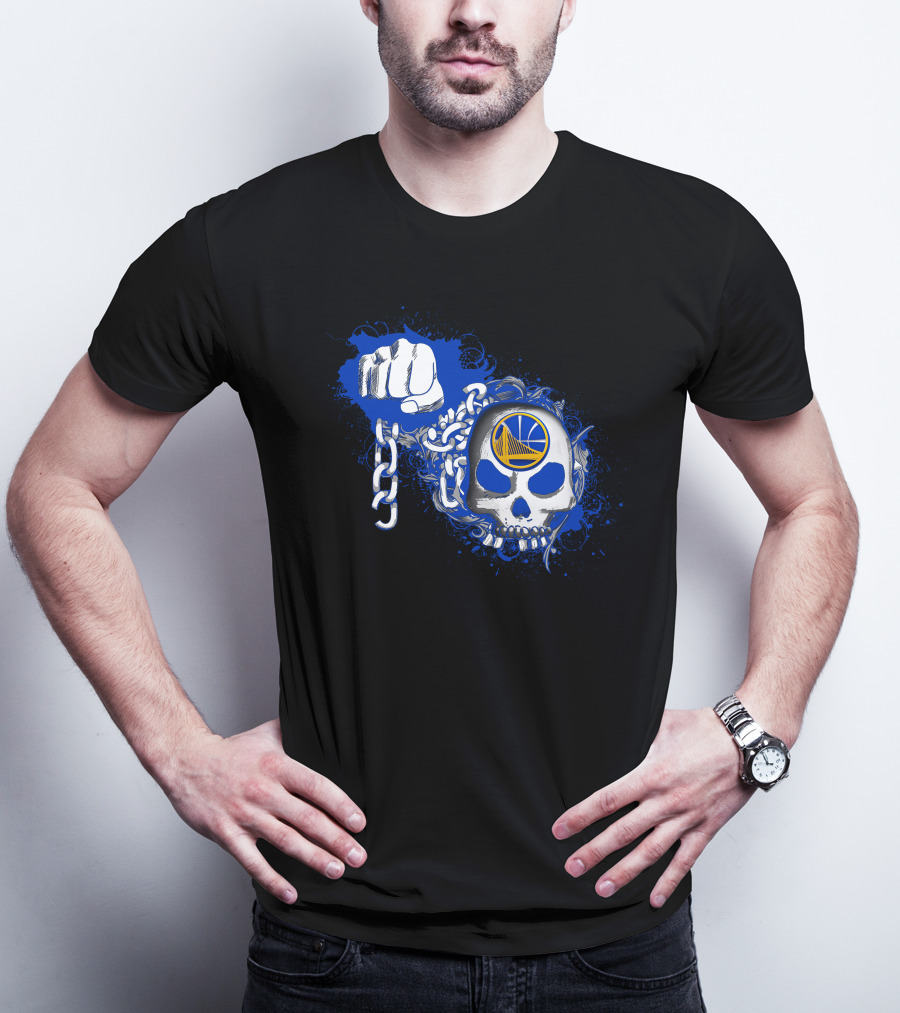 Warriors Skull And Chain Blue Fist Graphic 186 T-Shirt