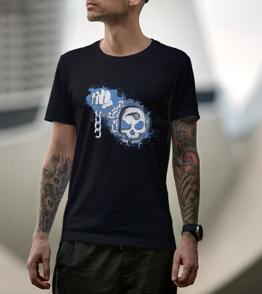 Orlando Magic Skull Logo With Fist And Chain T-Shirt