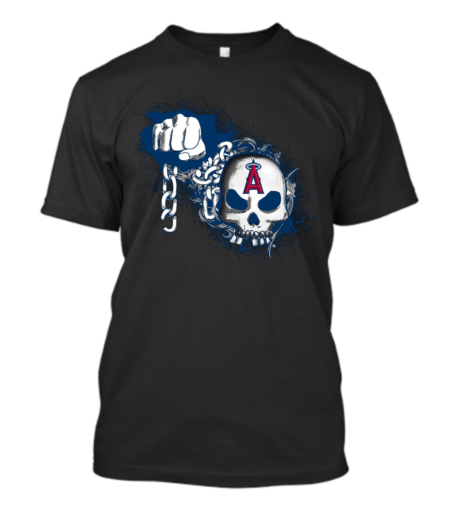 Los Angeles Angels Skull And Chains Artwork T-Shirt
