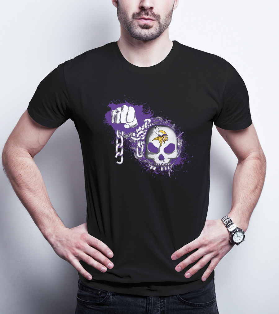 Minnesota Vikings Skull And Chains Fist T-Shirt