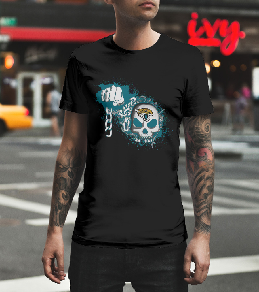 Jacksonville Jaguars Skull Fist Chain T-Shirt