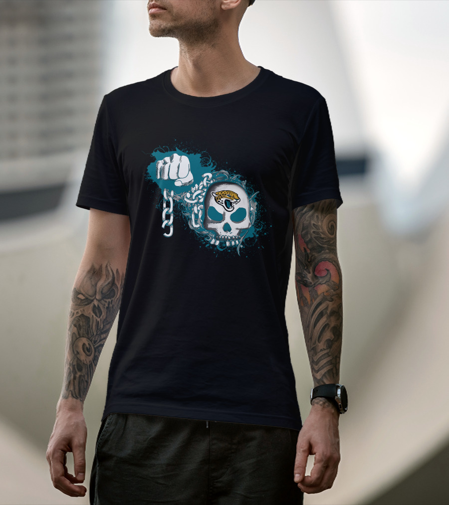 Jacksonville Jaguars Skull Fist Chain T-Shirt