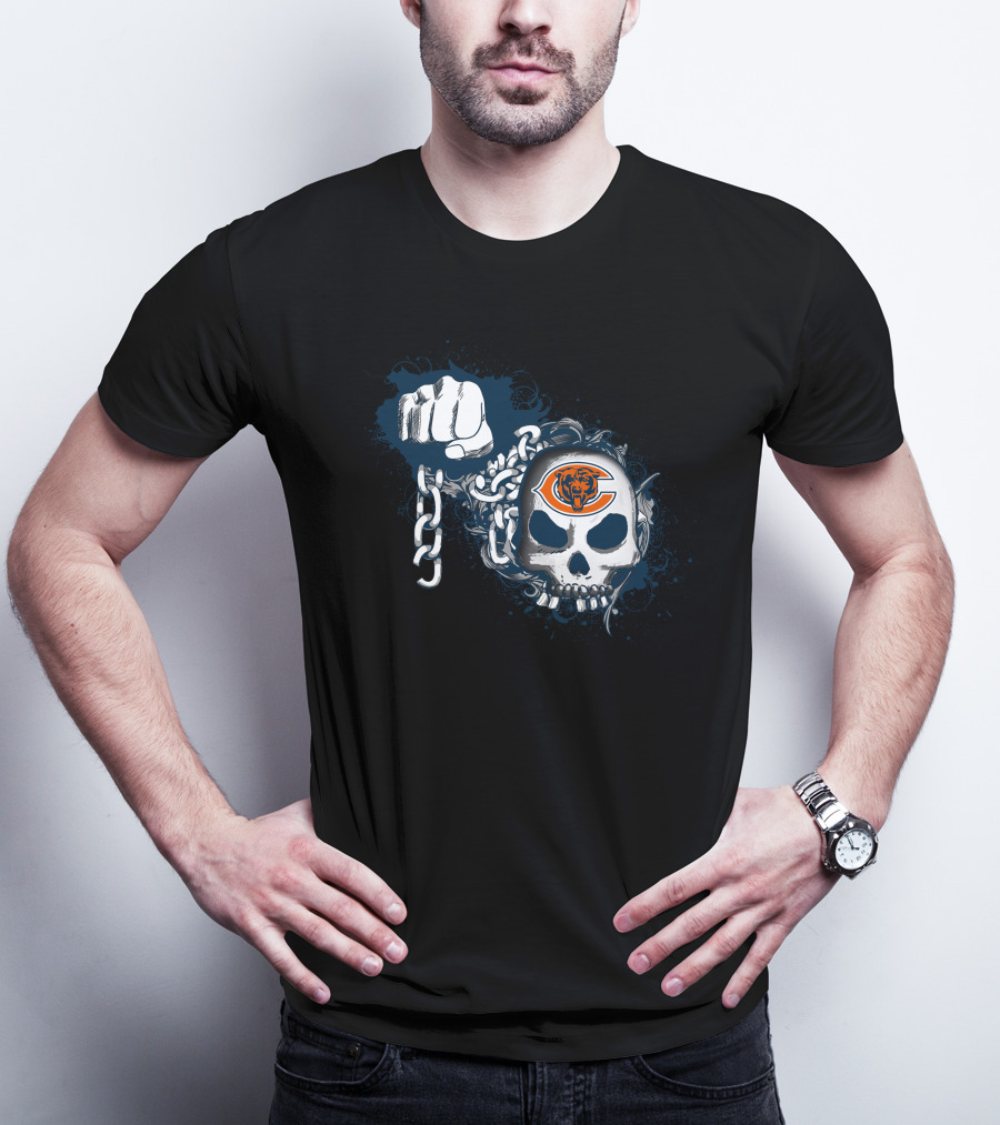 Chicago Bears Skull Chain Fist T-Shirt
