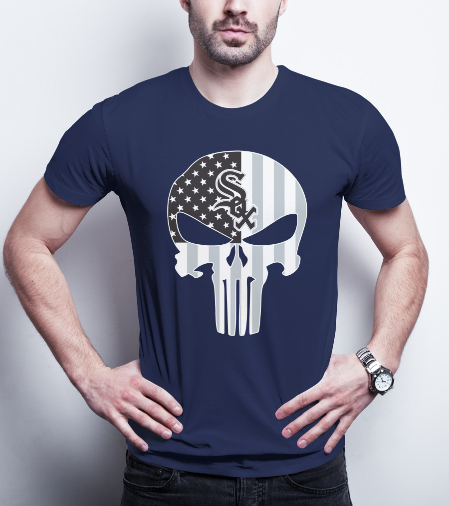 Chicago White Sox American Flag Punisher Skull T-Shirt
