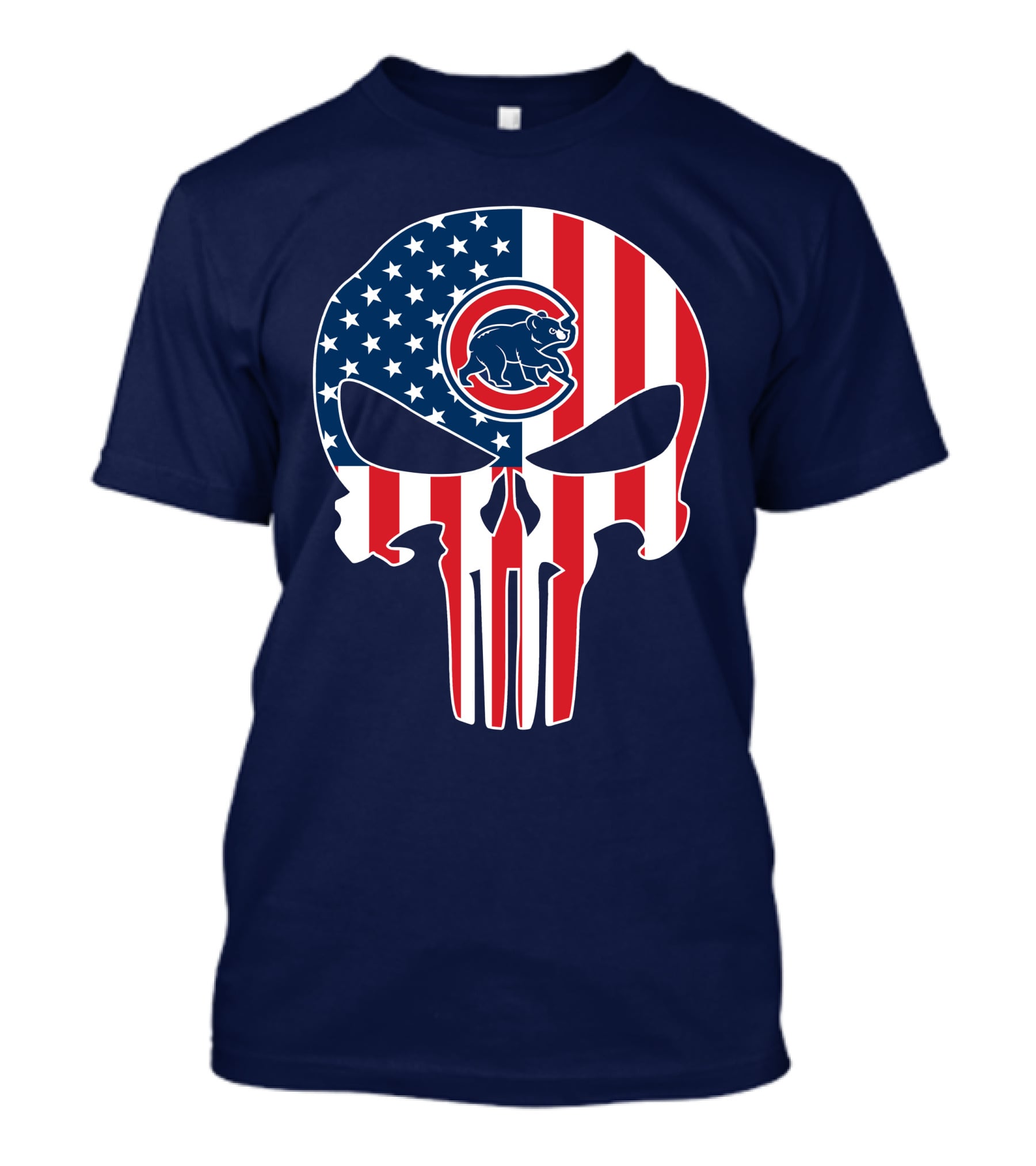 Chicago Cubs American Flag Punisher Skull T-Shirt