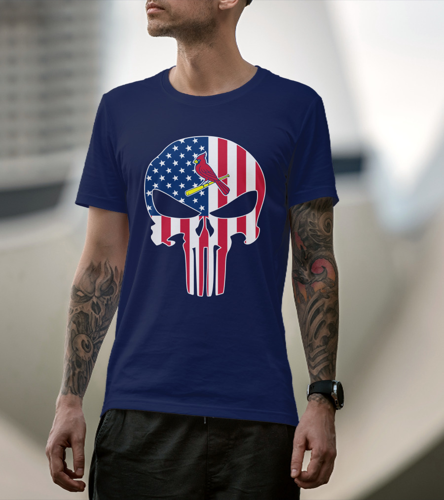 Louis Cardinals American Flag Punisher Skull T-Shirt