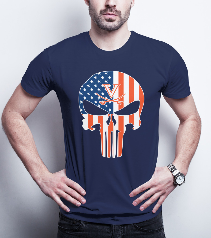 Virginia Cavaliers The Punisher American Flag T-Shirt