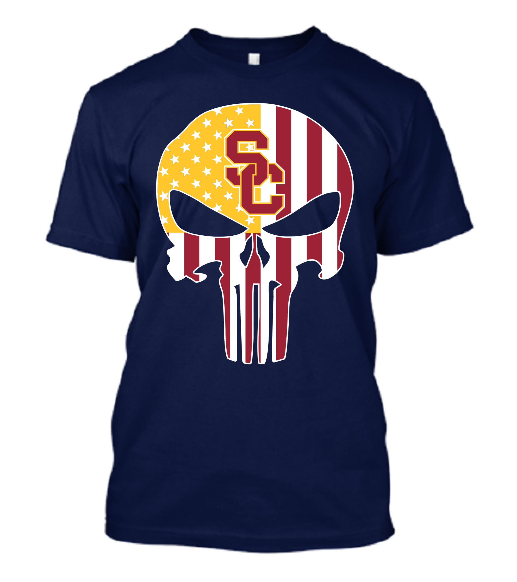 Usc Trojans Skull Punisher American Flag T-Shirt