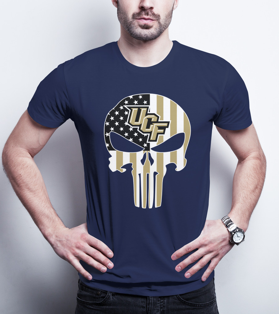 Ucf Knights The Punisher Skull With American Flag T-Shirt