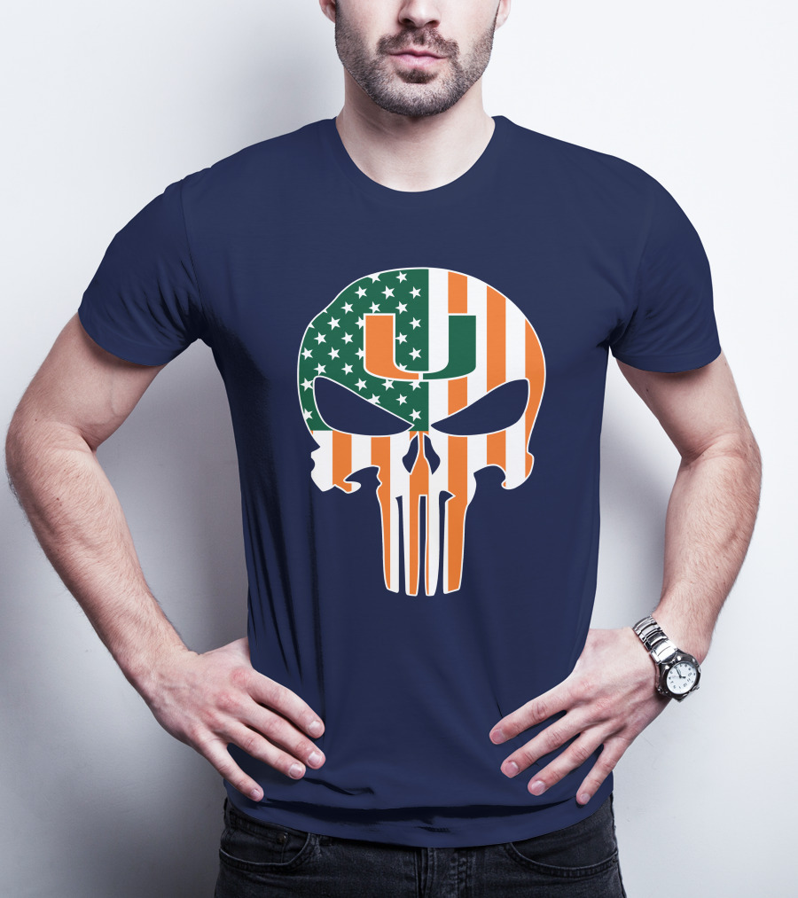 Miami Hurricanes American Flag U The Punisher T-Shirt