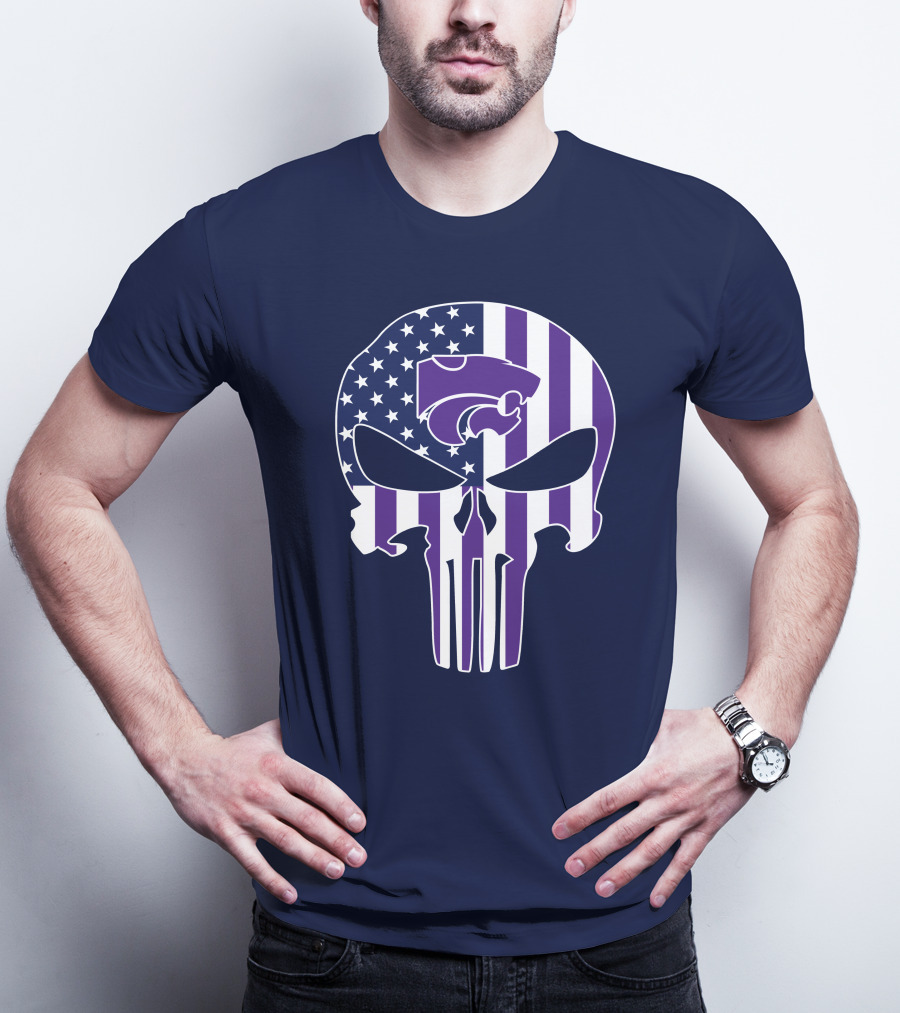 Kansas State Wildcats American Flag Punisher T-Shirt