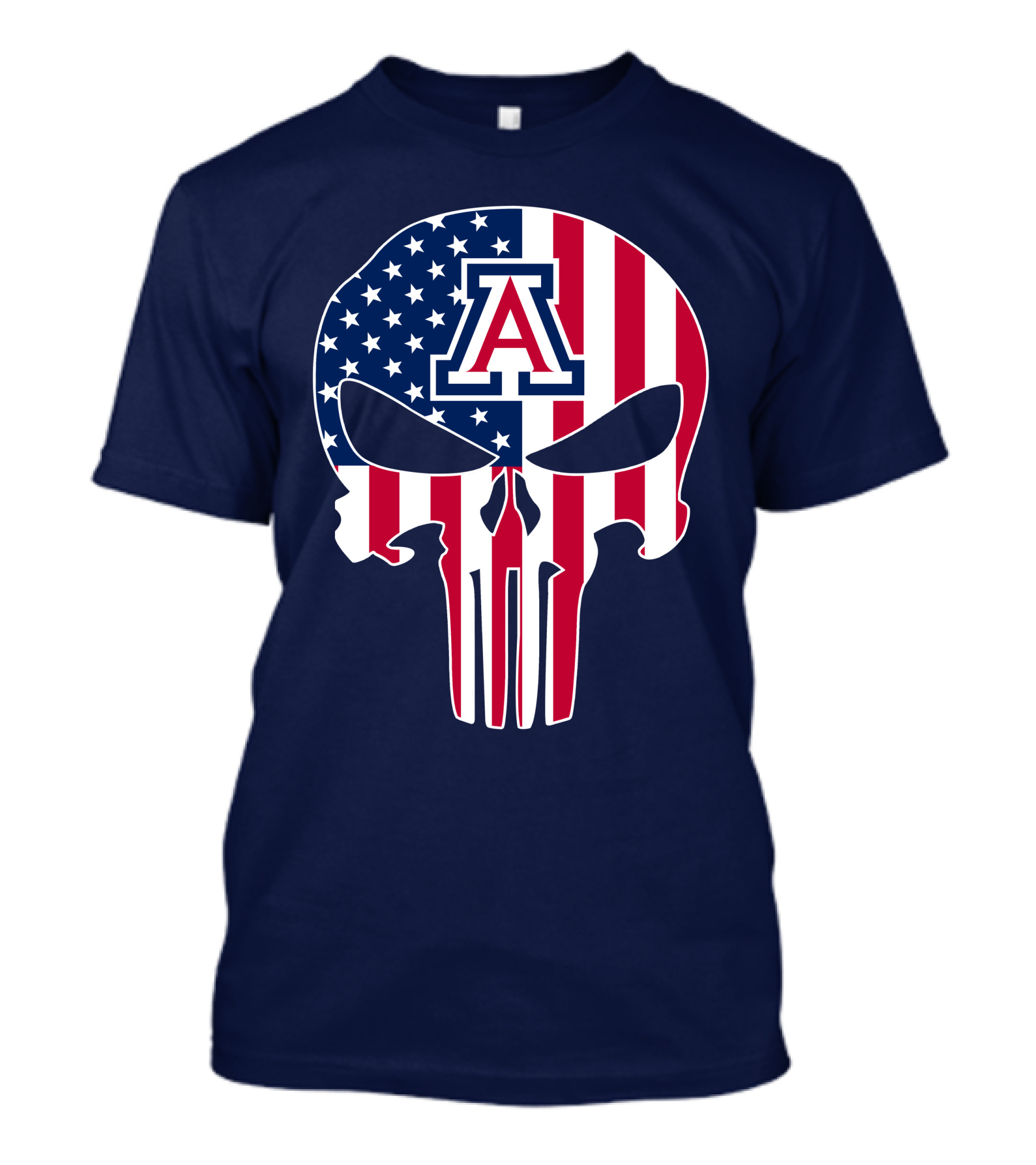 Arizona Wildcats American Flag Punisher Skull T-Shirt