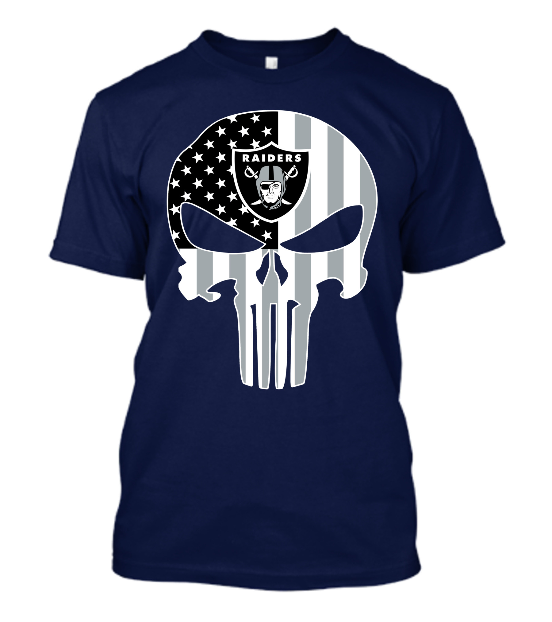Oakland Raiders Punisher Skull American Flag T-Shirt