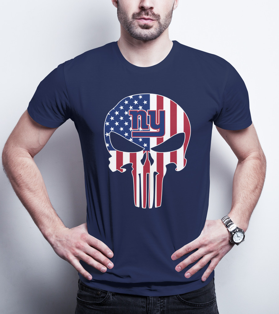 Ny Giants The Punisher American Flag Skull T-Shirt