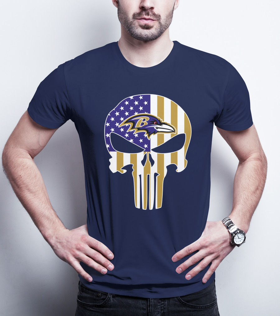 Baltimore Ravens Punisher American Flag T-Shirt
