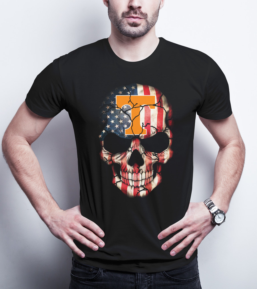 Tennessee Volunteers Skull American Flag T-Shirt