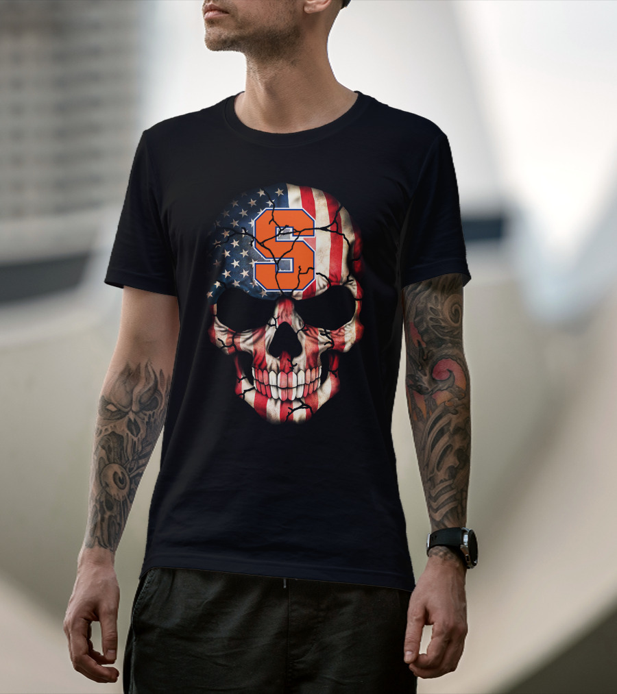 Syracuse Orange Skull American Flag T-Shirt