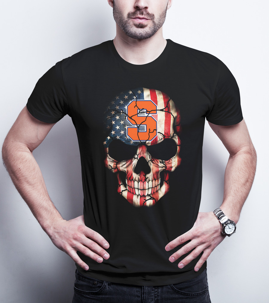 Syracuse Orange Skull American Flag T-Shirt
