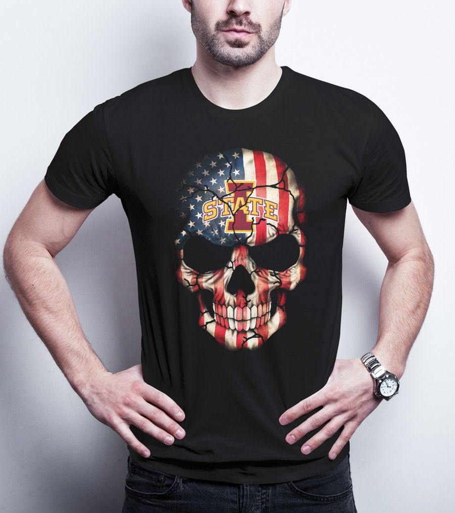 Iowa State Cyclones Skull American Flag T-Shirt
