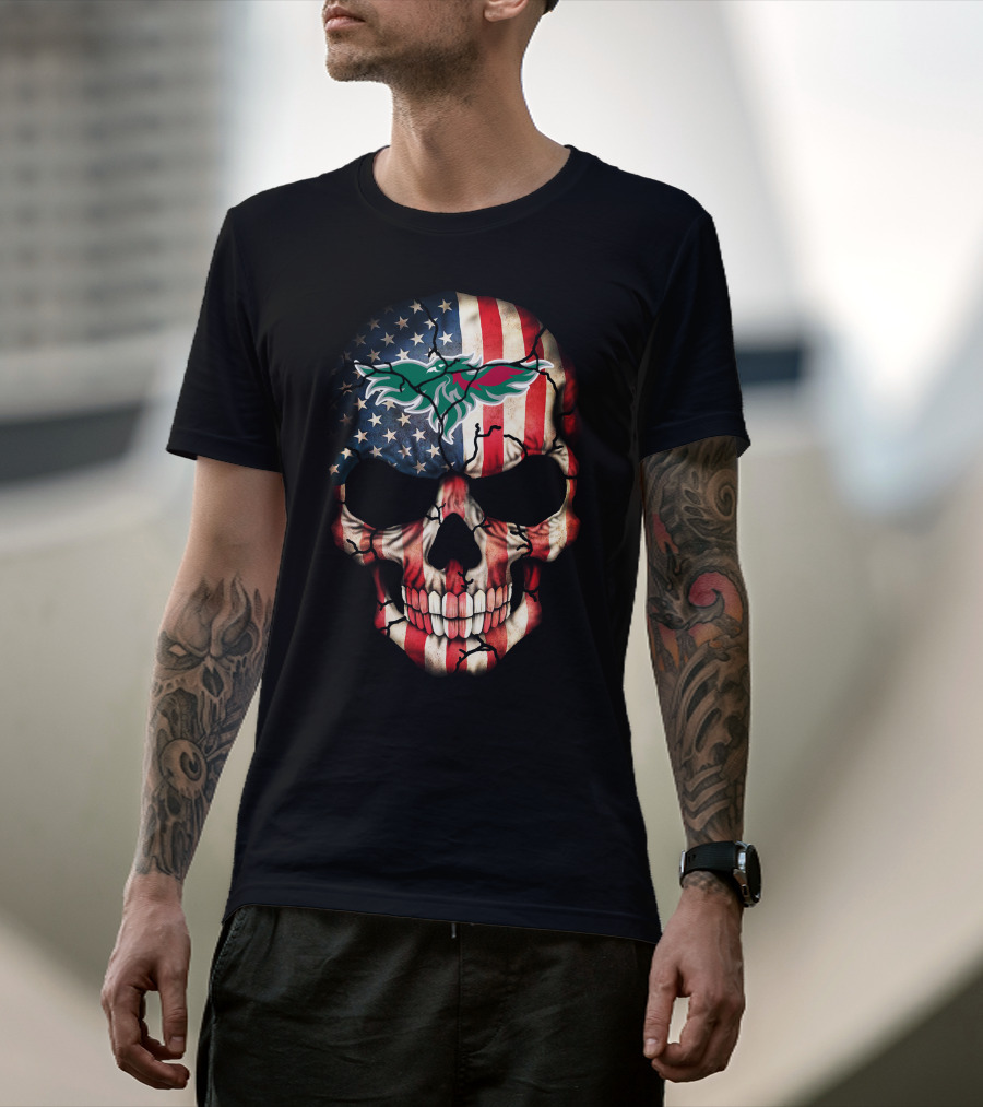 Green Bay Phoenix American Flag Skull T-Shirt