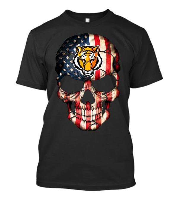 Depauw Tigers American Flag Skull T-Shirt