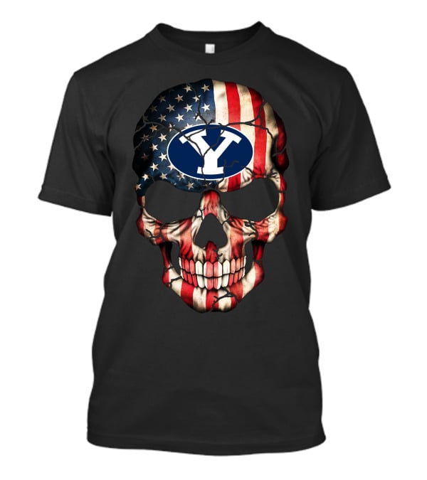 Byu Cougars Skull American Flag T-Shirt