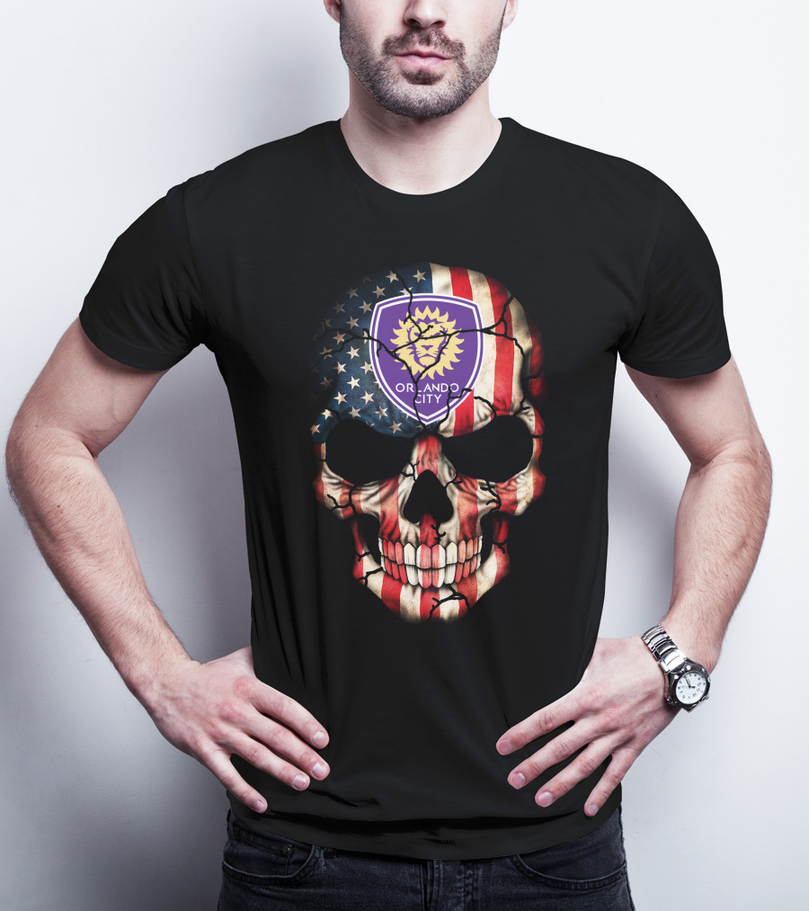 Orlando City Sc American Flag Skull T-Shirt