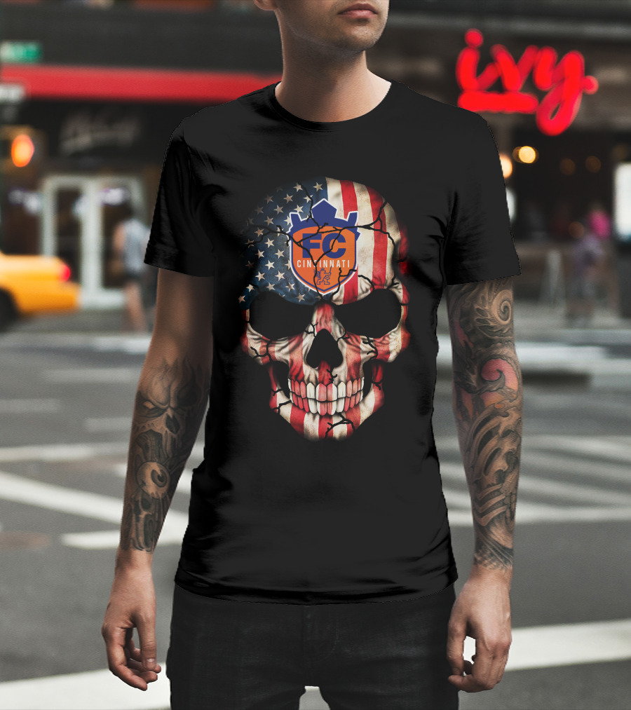 Fc Cincinnati American Flag Skull T-Shirt