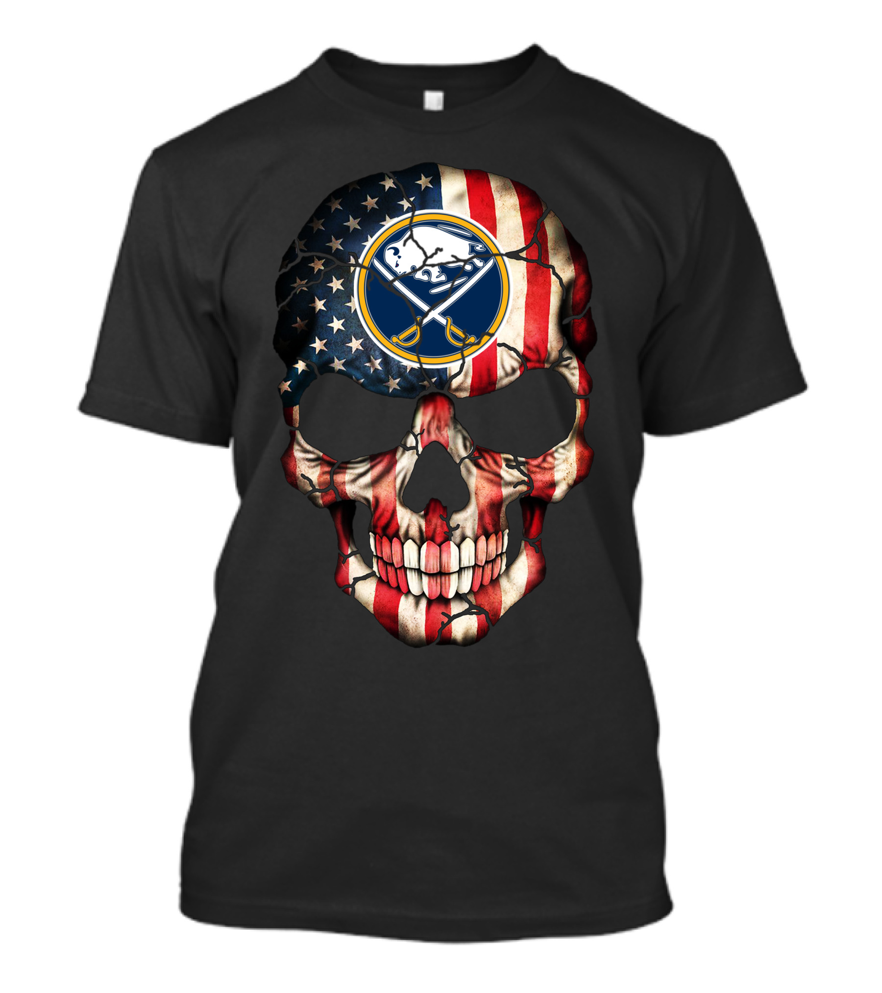 Buffalo Sabres American Flag Skull T-Shirt