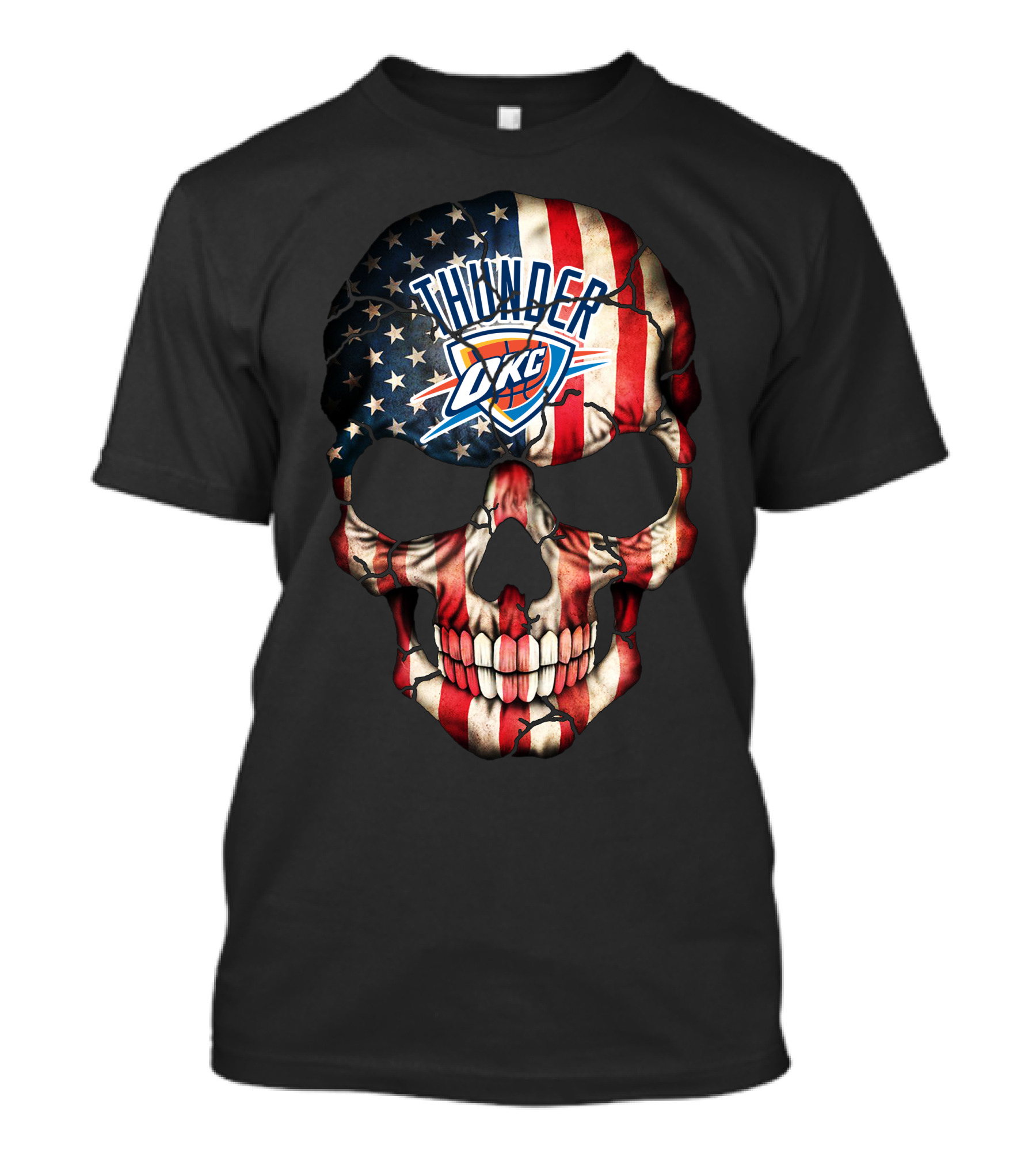 Thunder Okc American Flag Skull T-Shirt