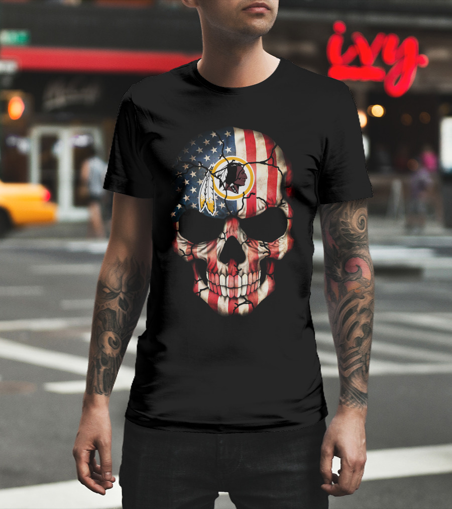 Usa Flag Skull Washington Redskins T-Shirt