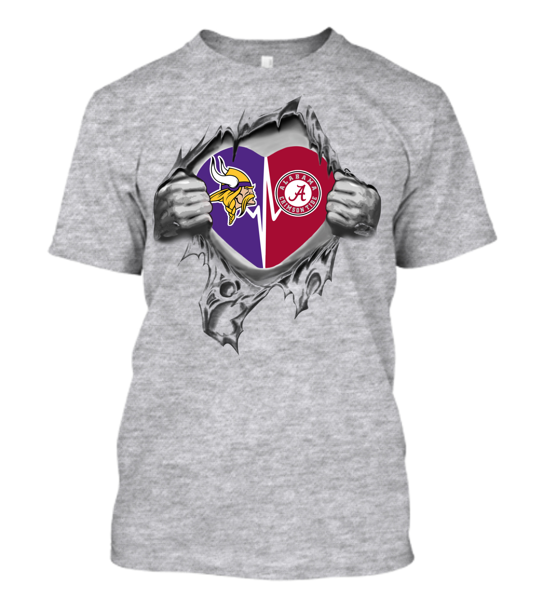 Vikings Alabama Crimson Tide Heart Loyalty T-Shirt