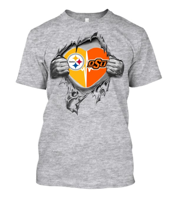 Steelers Oklahoma State Cowboys Heartbeat T-Shirt