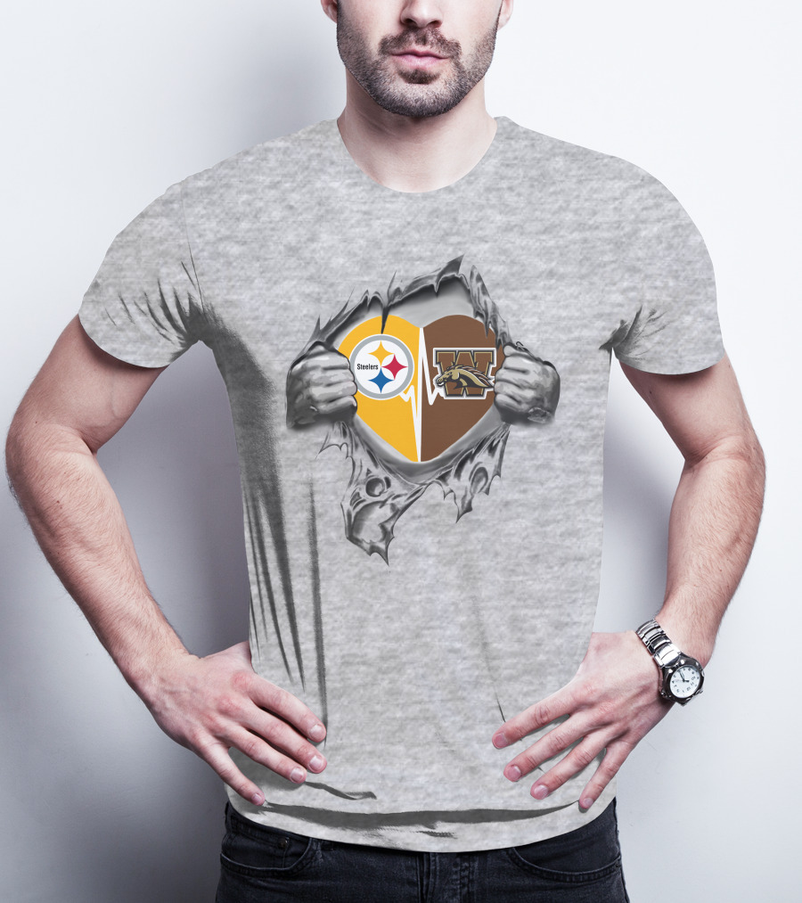 Steelers Western Michigan Broncos Heart Loyalty Fan T-Shirt