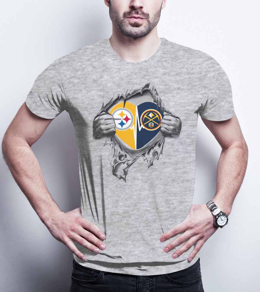 Steelers Denver Nuggets Heartbeat Unity T-Shirt