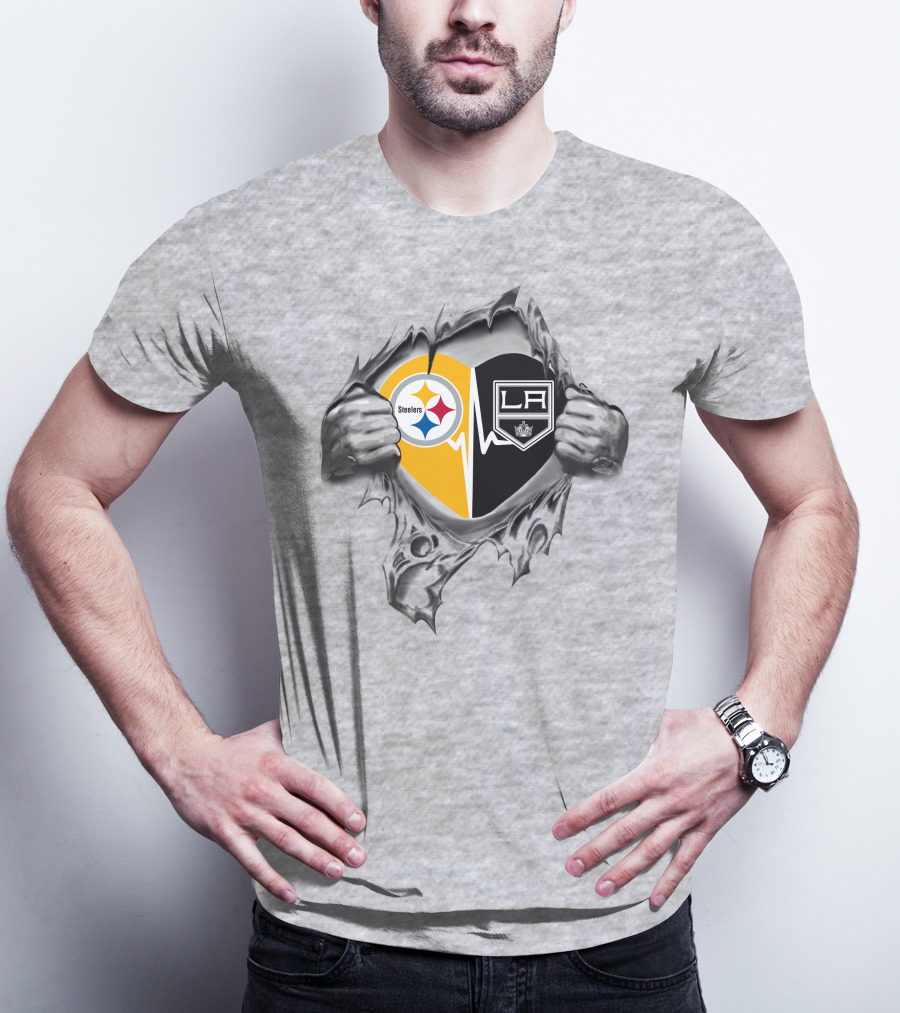 Steelers Los Angeles Kings Heartbeat Passion Fan Pride T-Shirt