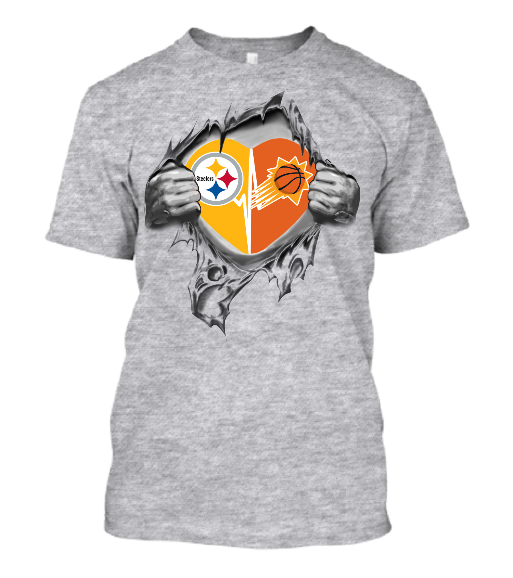 Steelers Phoenix Suns Heart Inside Rip T-Shirt