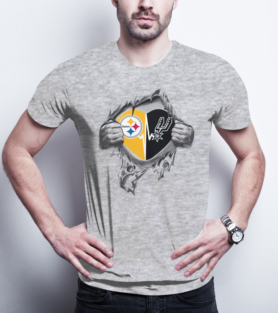 Steelers San Antonio Spurs Heart Steelers And Spurs Fan Spirit T-Shirt