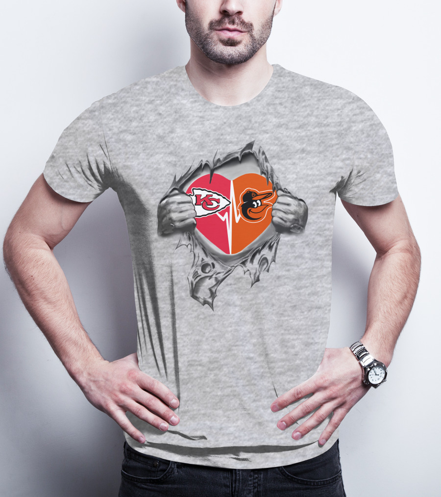 Chiefs Baltimore Orioles Heartbeat Passion T-Shirt