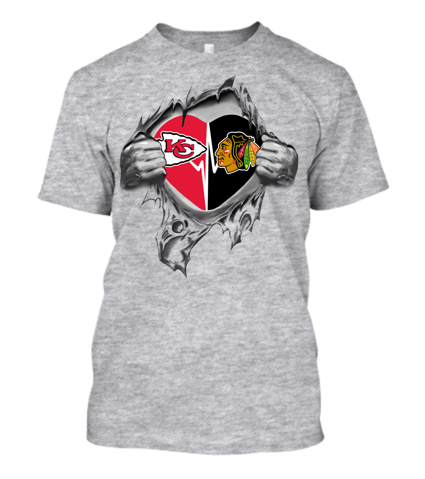 Chiefs Chicago Blackhawks Heart T-Shirt