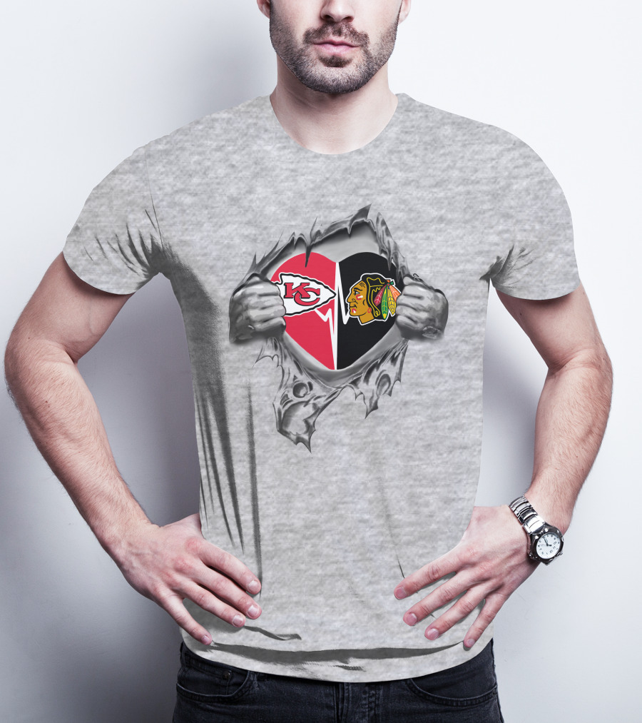 Chiefs Chicago Blackhawks Heart T-Shirt