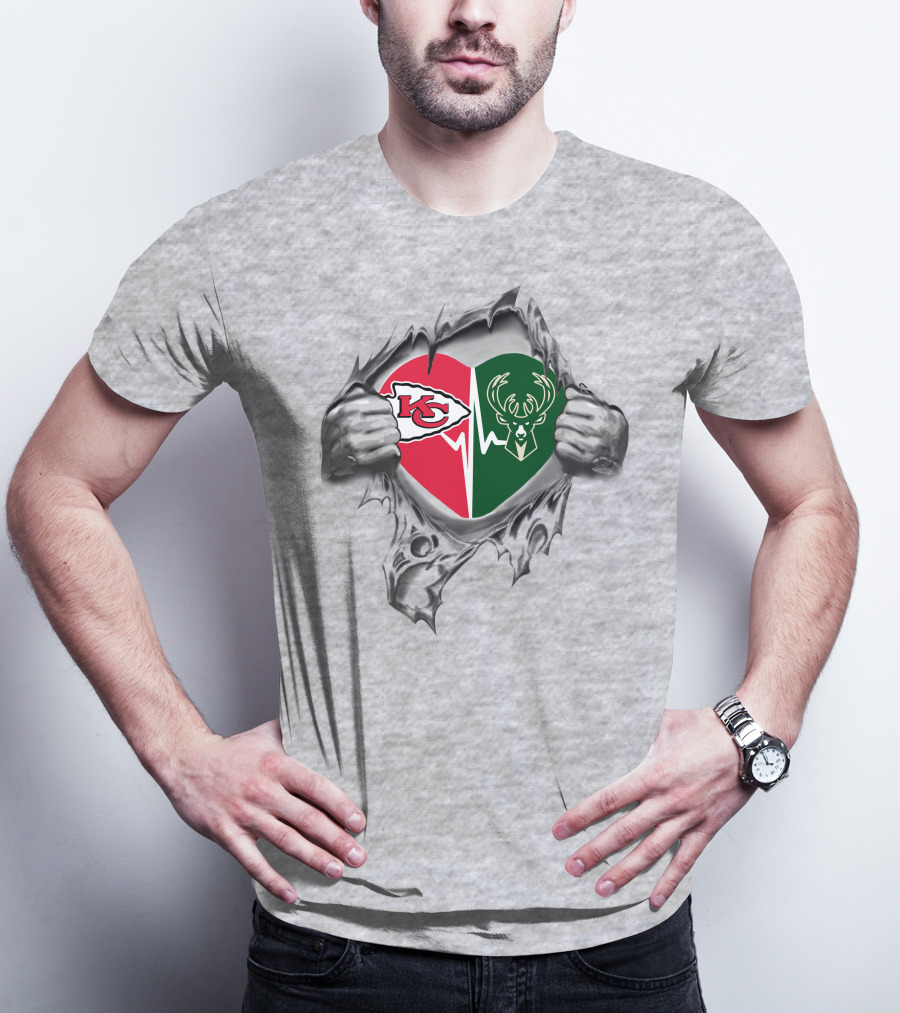 Chiefs Milwaukee Bucks Heart T-Shirt
