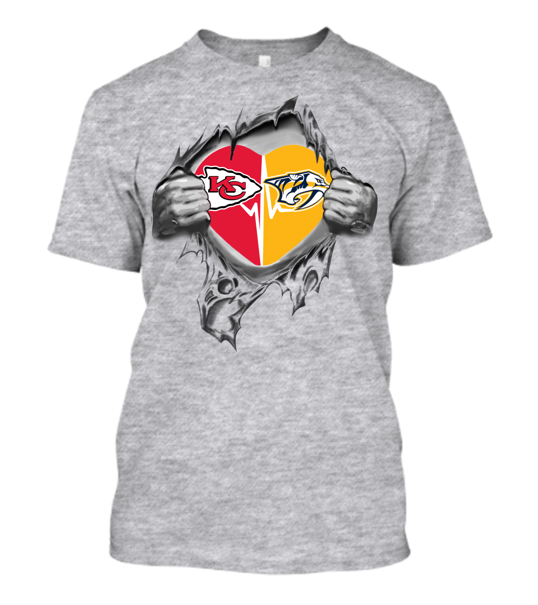 Chiefs Nashville Predators Heart T-Shirt
