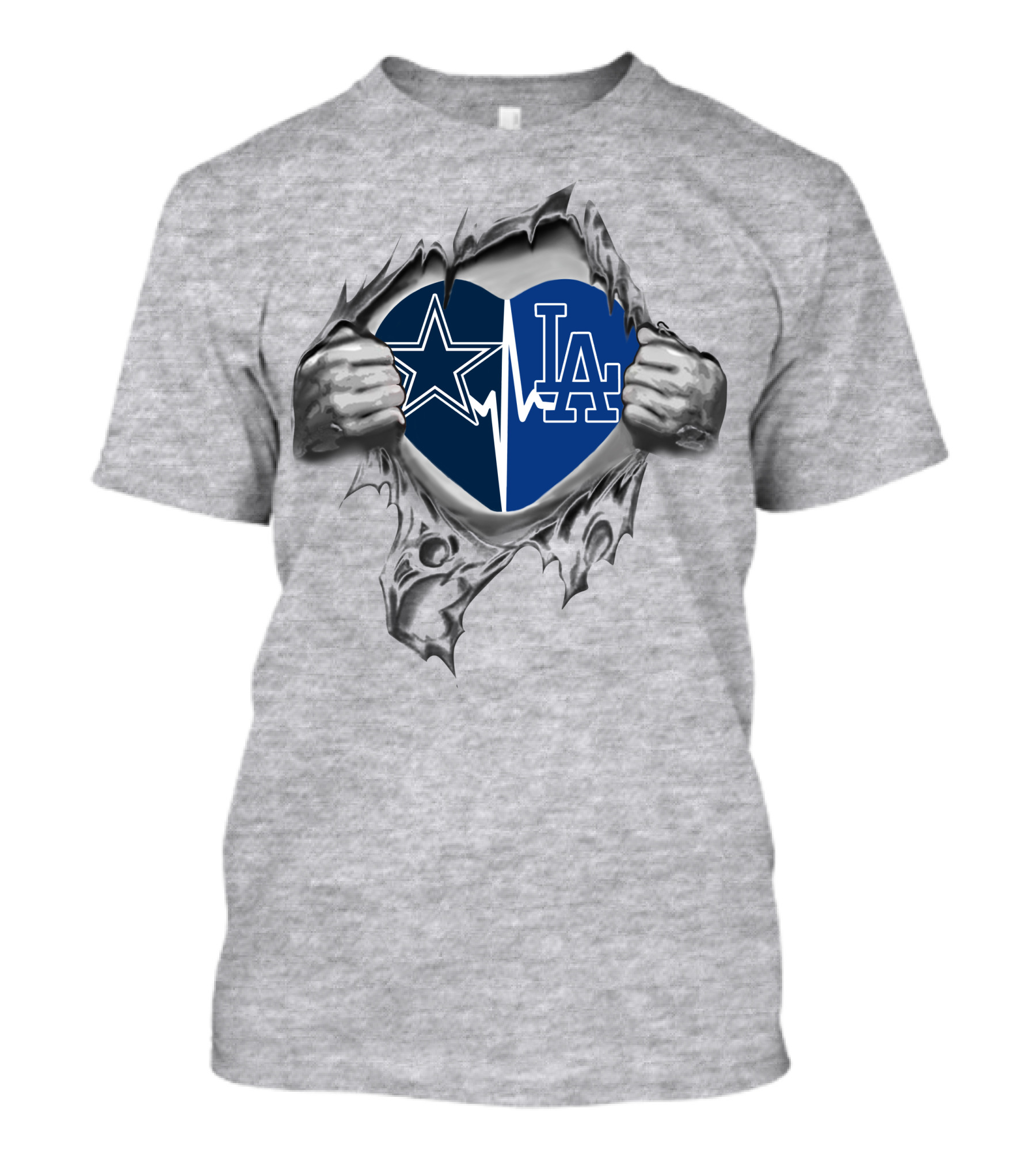 Cowboys Los Angeles Dodgers Heartbeat Fan Passion T-Shirt