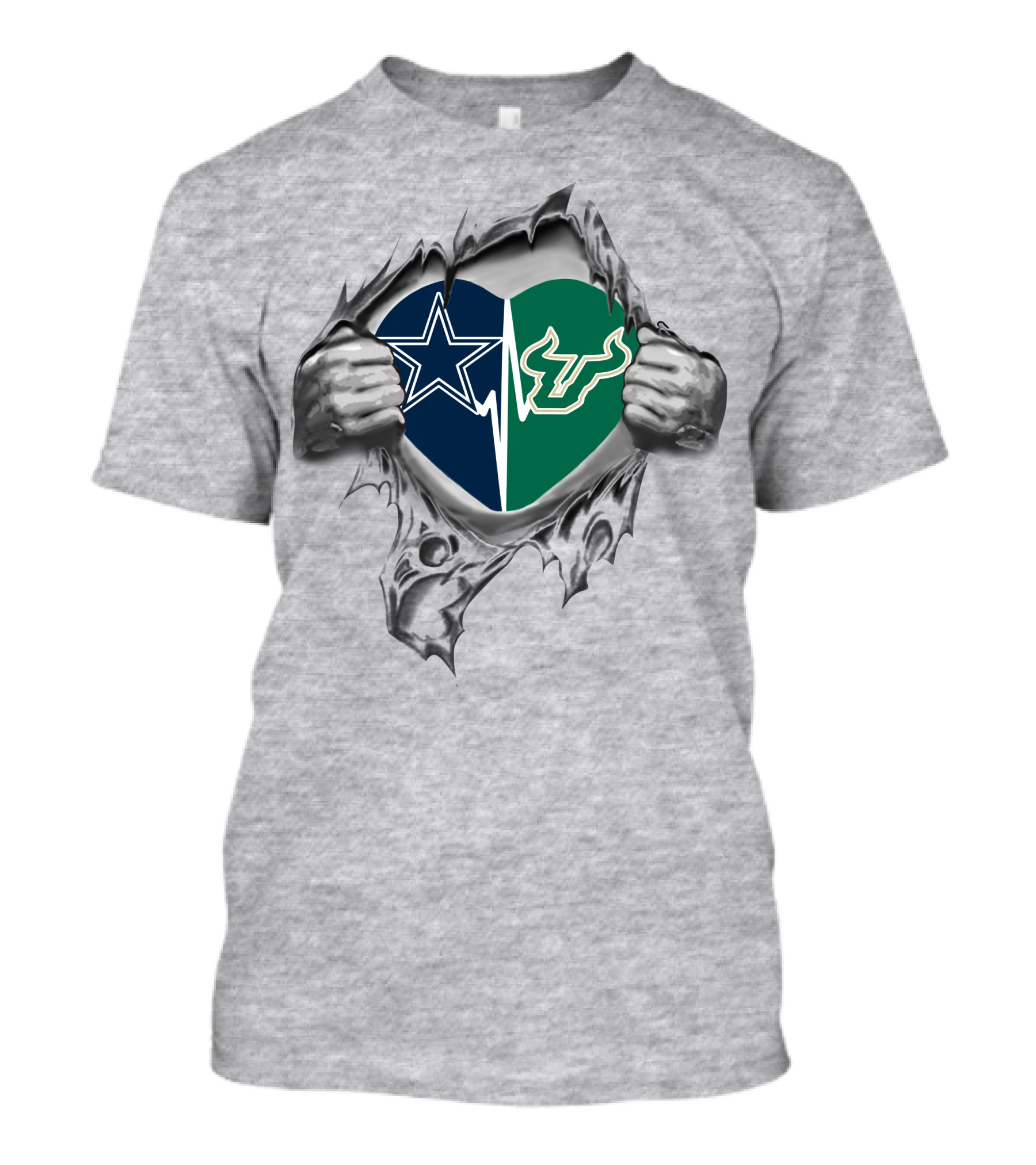 Cowboys South Florida Bulls Heart T-Shirt