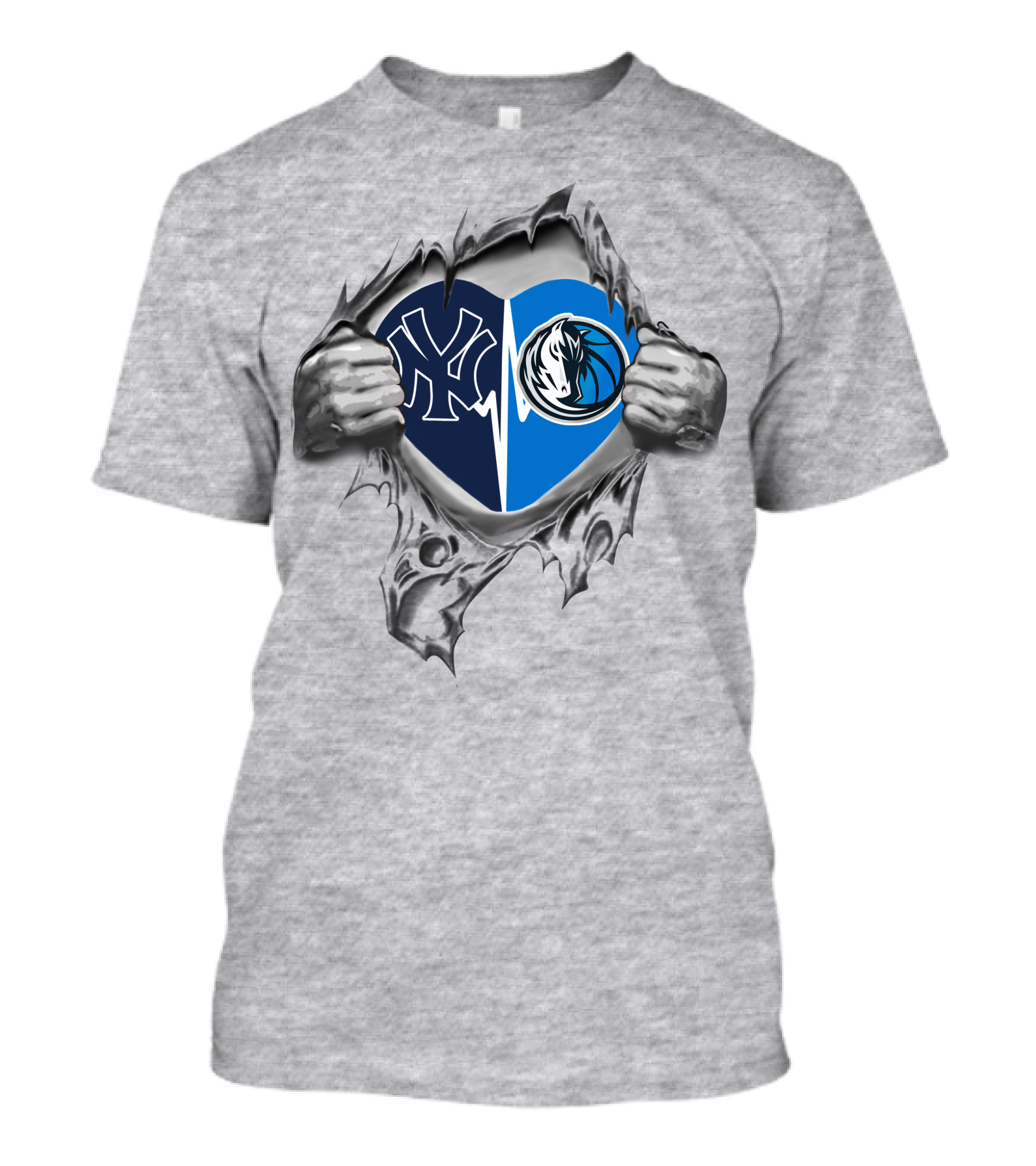 Yankees Dallas Mavericks Heart T-Shirt