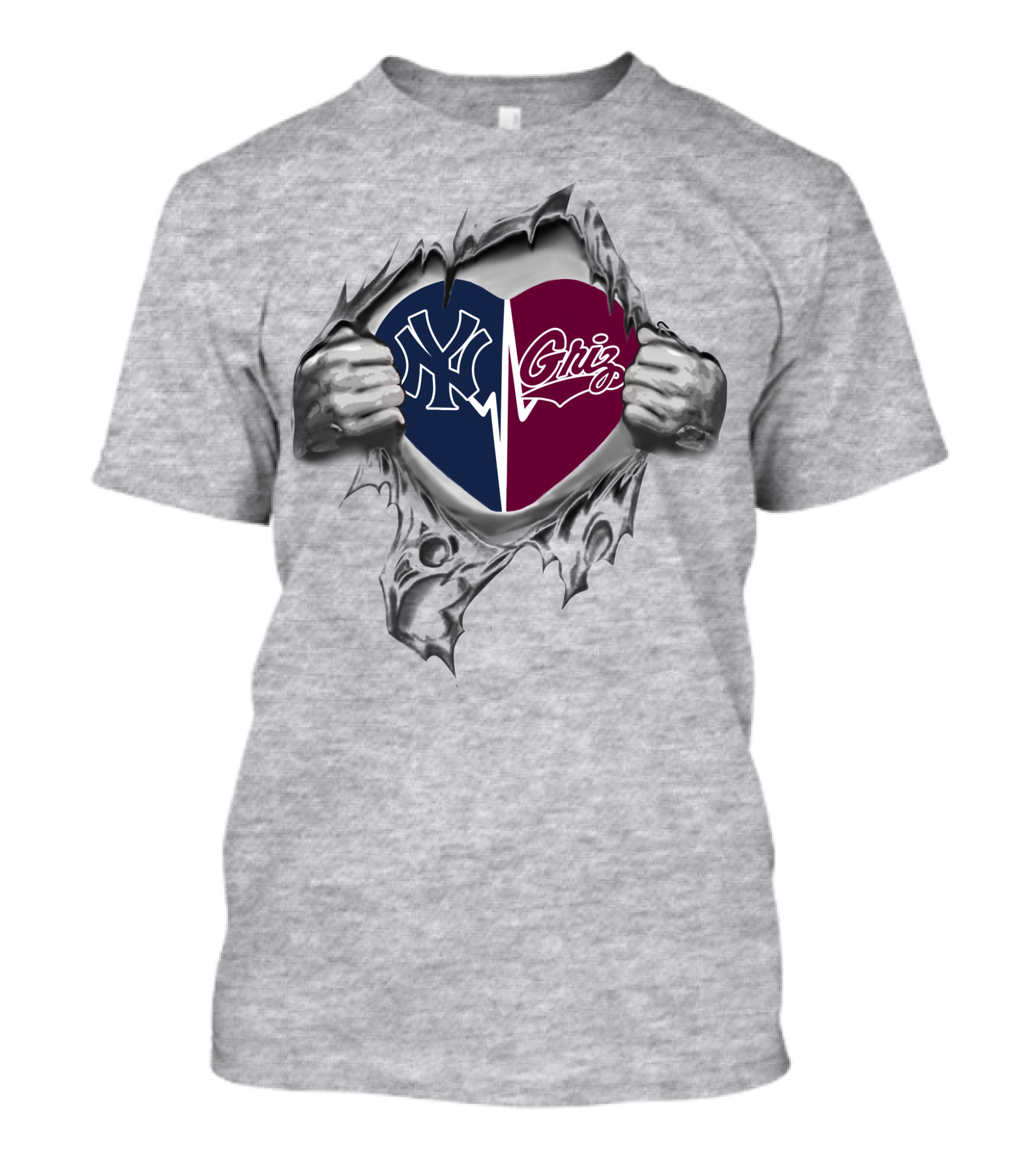 Yankees Griz Heart Unveiling Passion For Montana Grizzlies And New York Yankees T-Shirt