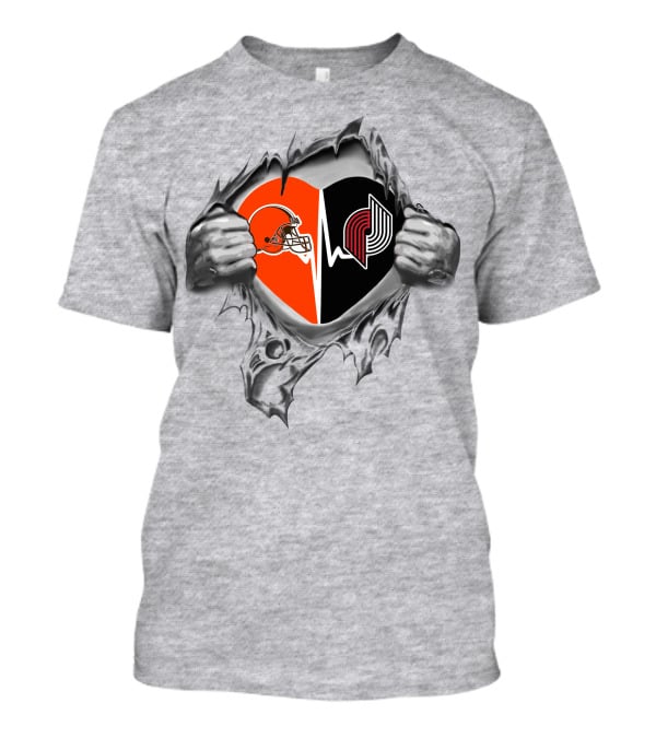 Cleveland Browns Portland Trail Blazers Heart T-Shirt