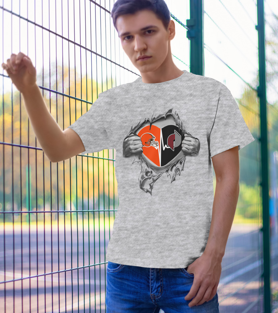 Cleveland Browns Portland Trail Blazers Heart T-Shirt